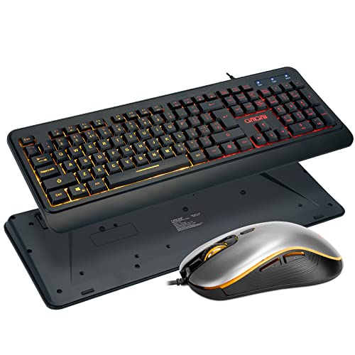 LED Keyboard and Mouse Combo USB Wired Characters Illuminzted Gaming Keyboard 3600 DPI Optical Mouse Compatible with Windows Linux Mac MacBook Computer Laptop