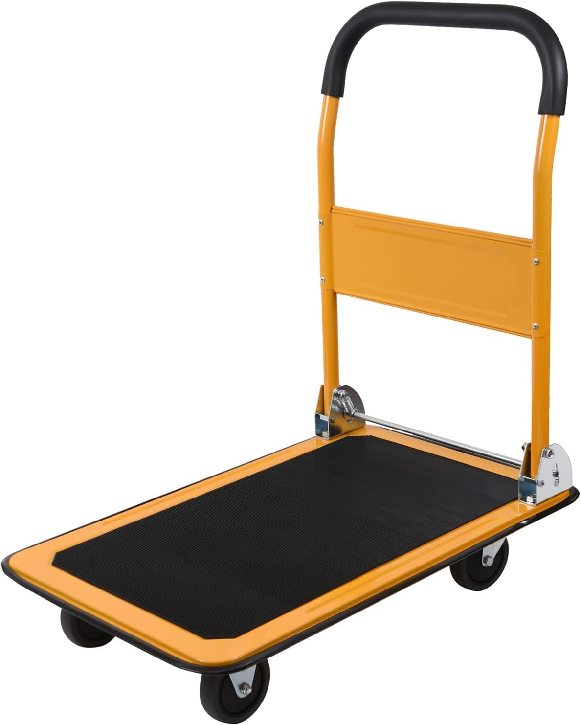 LEADALLWAY Foldable Push Cart Platform Cart 330lbs Capacity Yellow and White