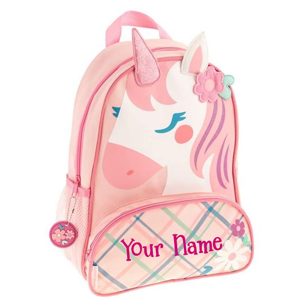 The Trendy Turtle Personalized Plaid Unicorn Backpack - Back to School or Travel Tote Book Bag with Custom Name