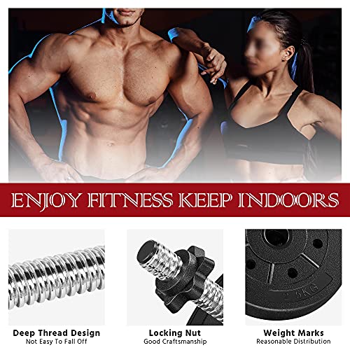Yaheetech Adjustable Dumbbells Weight Set - 66LB Dumbbell Weights Exercise & Fitness Equipment w/ 4 Spinlock Collars & 2 Connector Options for Women & Men Gym Home Strength Bodybuilding Training
