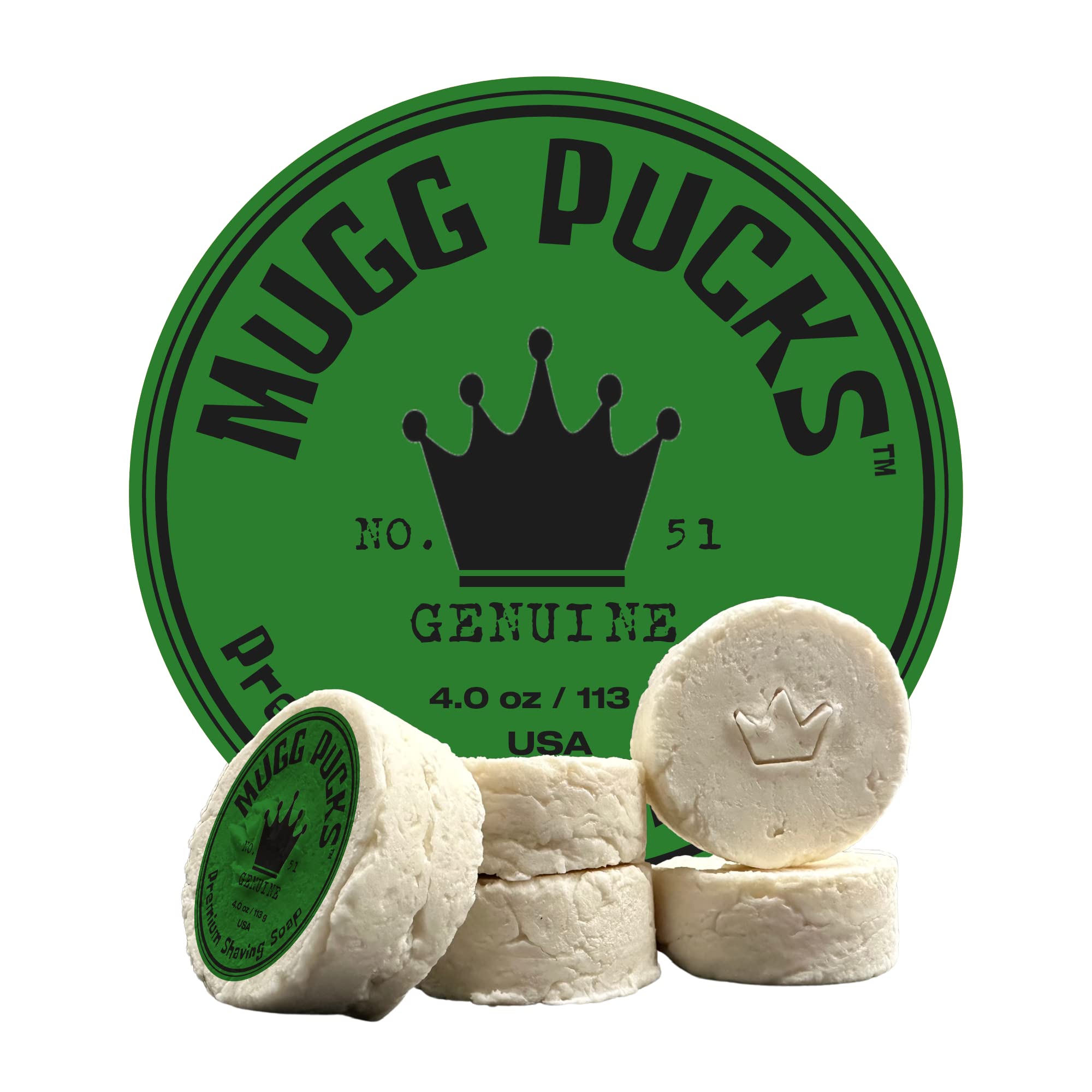 Mugg Pucks Premium Shaving Soap for Men. Powered with Beef Tallow, Stearic Acid & Shea Butter. 4 oz / 113 g (Clover Field) 1 Pack