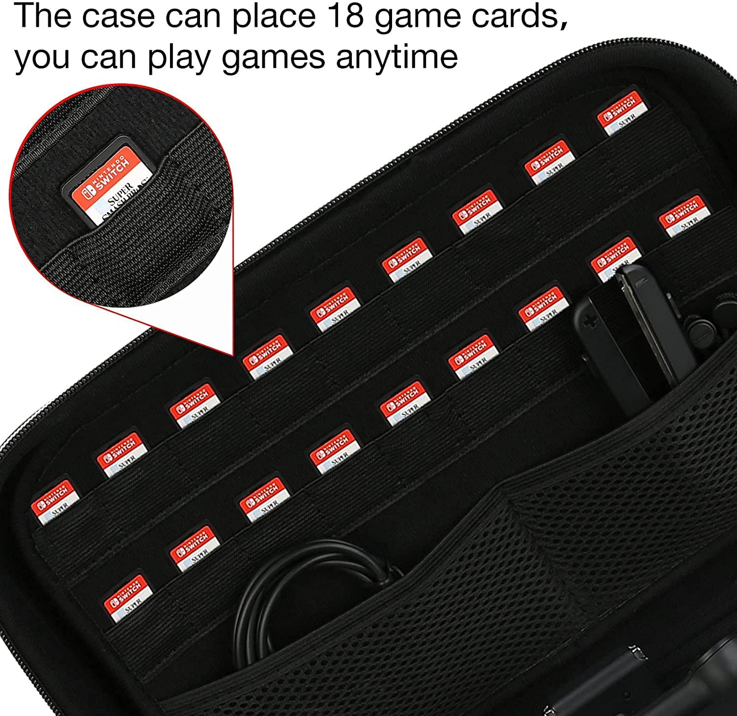 HEYSTOP Tashce for Nintendo Switch/Switch OLED Model Accessories, Case for Nintendo Switch with Storage for Nintendo Switch Console and Controller, Black, Dark Black, Unisex