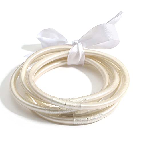 Lightweight 4 Colors Bowknot Glitter Filled Jelly Silicone Bangle Bracelet for Women Girls Buddhist Rush Bracelet Gift