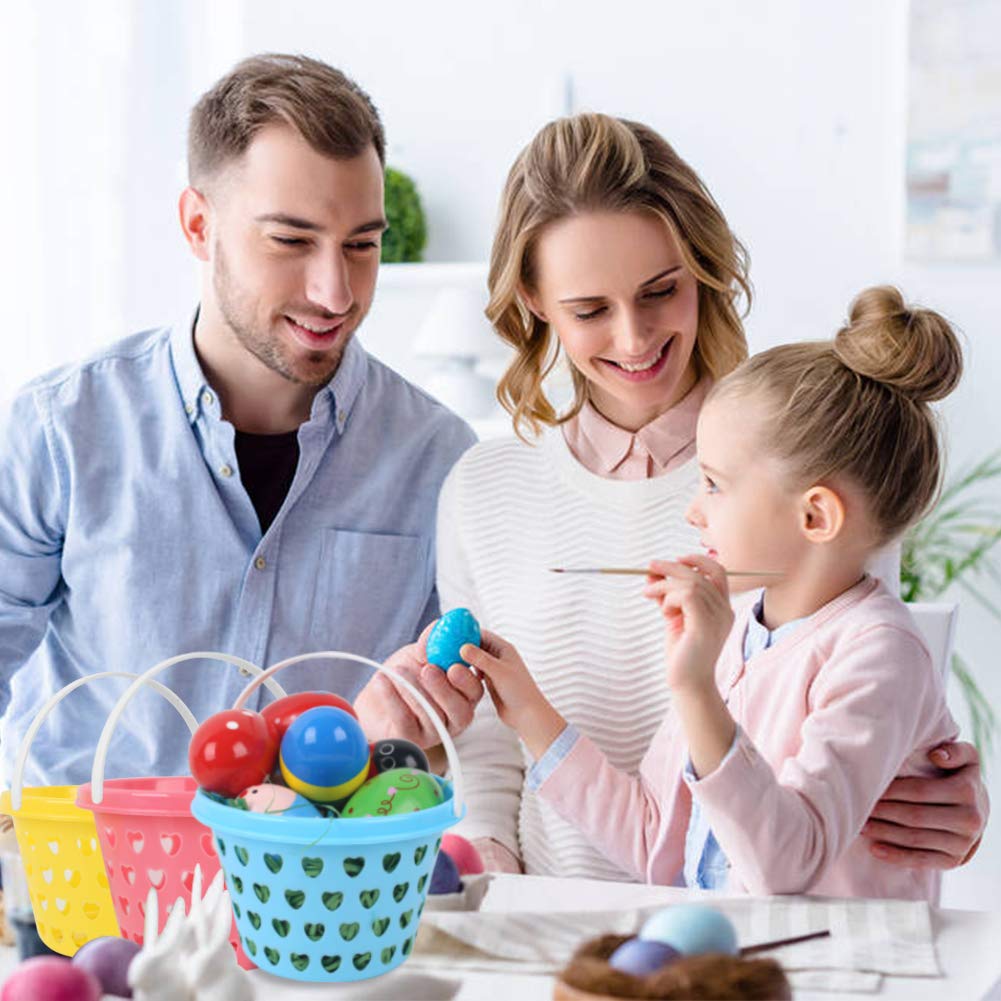 HANSGO Mini Plastic Easter Basket, 6 PCS Hunt Baskets May Day Baskets Picnic Baskets with Easter Grass Kids Easter Holiday Gifts