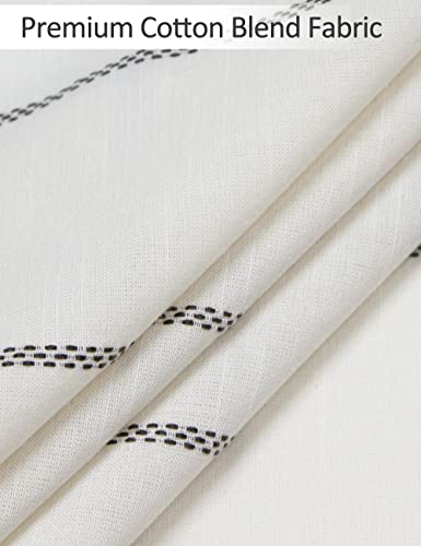 SUMGAR Cotton Shower Curtain Boho Farmhouse Shower Curtains for Bathroom with Tassels & Hooks, White Fabric Grey Checkered Bohemian Fringe Shower Curtain Set, 72" x 72"