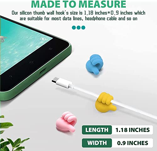 YANGTTOK 16PCS Self-Adhesive Thumb Up Wall Hooks,Funny Thumb Cord Holder for Data Cable,Earphone,Keys,Makeup Brush,Toothbrush