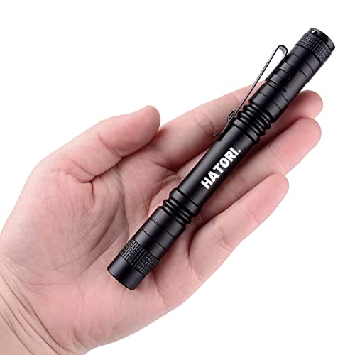 HATORI LED Mini Flashlight, Bright Small Handheld Pocket Flashlights Tactical High Lumens Pen Light for Camping, Outdoor, Emergency, 1 Pack(5.24Inch)