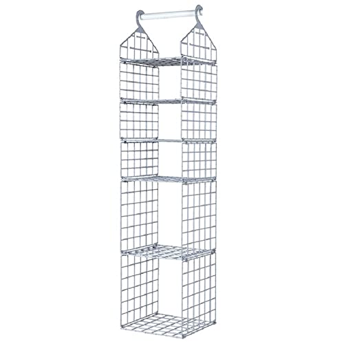 WeiSha Home Finishing Wardrobe Layered Storage Rack Clothes Finishing Rack Dormitory Wardrobe Clothes Hanger Storage Rack Hanging Basket Hanger Five Layers of Gray