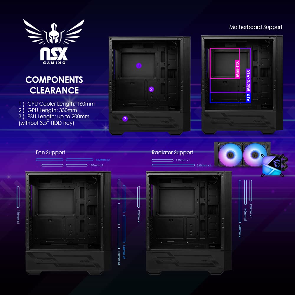 NSX Gaming Xtreme Liquid Cool Gaming Desktop AMD Ryzen 7 5700X, RTX 3070 Ventus 2X, 16 GB Ram (2x8) SSD de 1 Tb, Mouse & Keyboard Gamer, WiFi USB-C, Win 11 Home, prebuilt Gaming pc R7 core Power