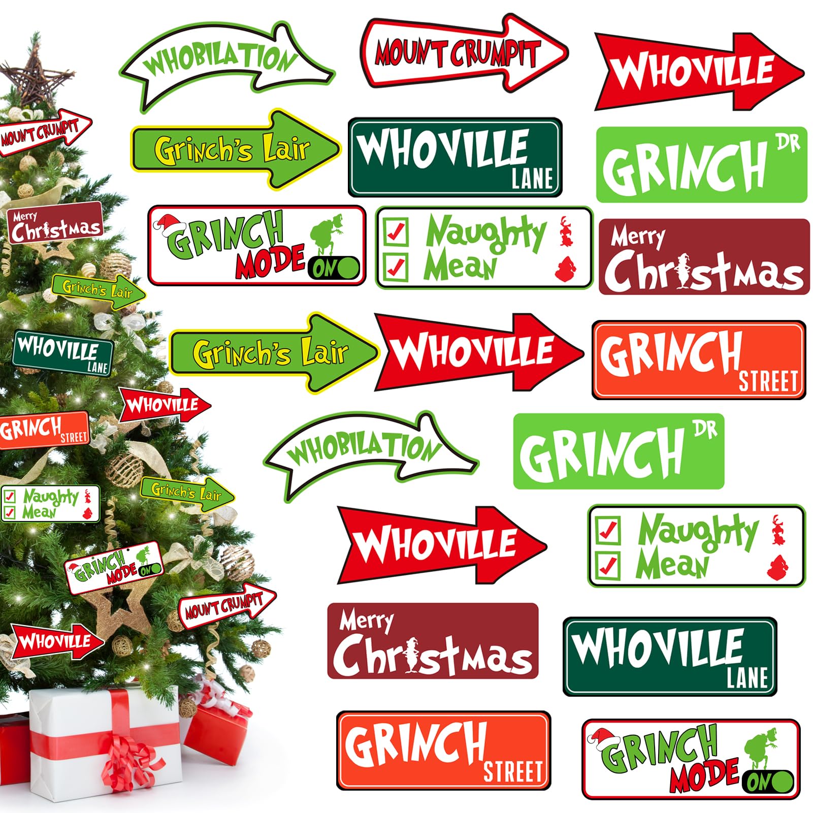 Grinchs Christmas Tree Decorations - 20Pcs Grinchs Christmas Tree Hanging Ornament Holiday Xmas Ornaments Christmas Decor Home Indoors