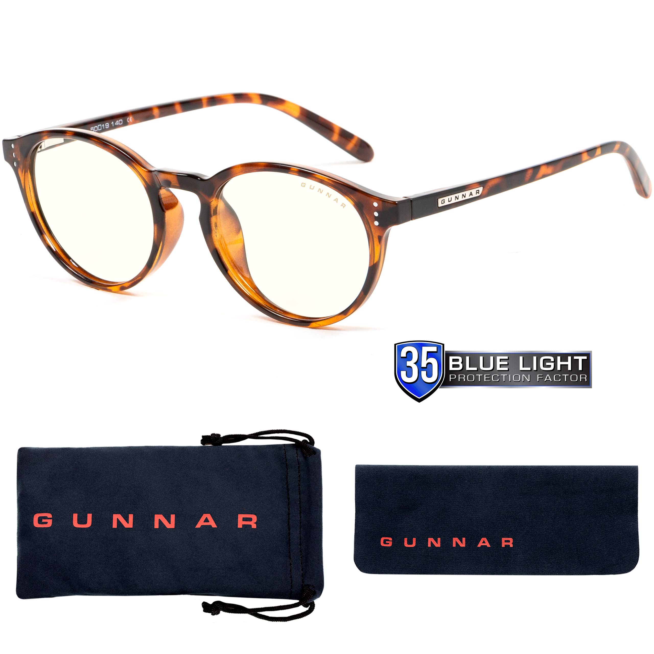 GUNNAR - Blue Light Reading Glasses - Blocks 35% Blue Light - Attaché, Tortoise, Clear Tint, Pwr +1.75