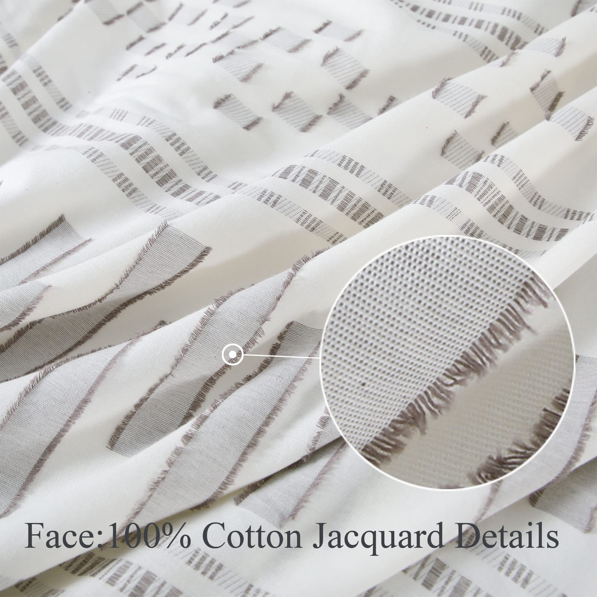 YINFUNG Boho Duvet Cover Queen Ivory Grey Tufted Textured Farmhouse Modern Cream Clipped Jacquard Geometric Ethnic Yarn Dyed Moroccan Mid Century Aztec 90x90 Bedding