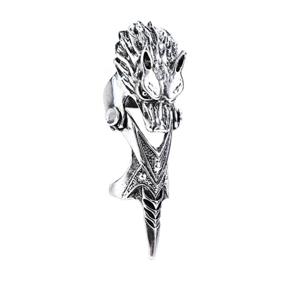 KALLORY Knuckle Joint Full Finger Ring Vintage Punk Rings Wolf Activity Ring Gothic Claw Finger Rings Hip Hop Costume for Men Woman