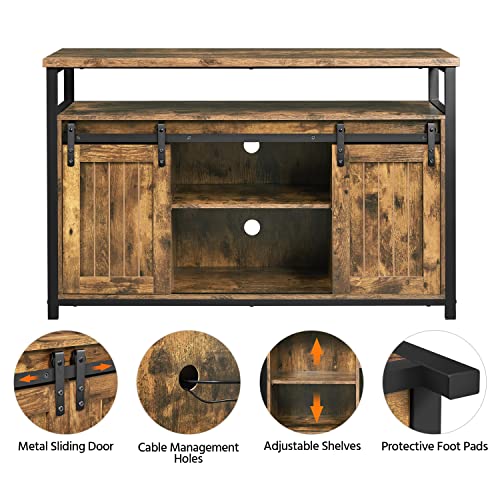Yaheetech Rustic TV Stand with 2 Storage Cabinets for 55 Inch TV, Entertainment Center with Sliding Barn Doors & Height Adjustable Shelves, TV Console for Living Room