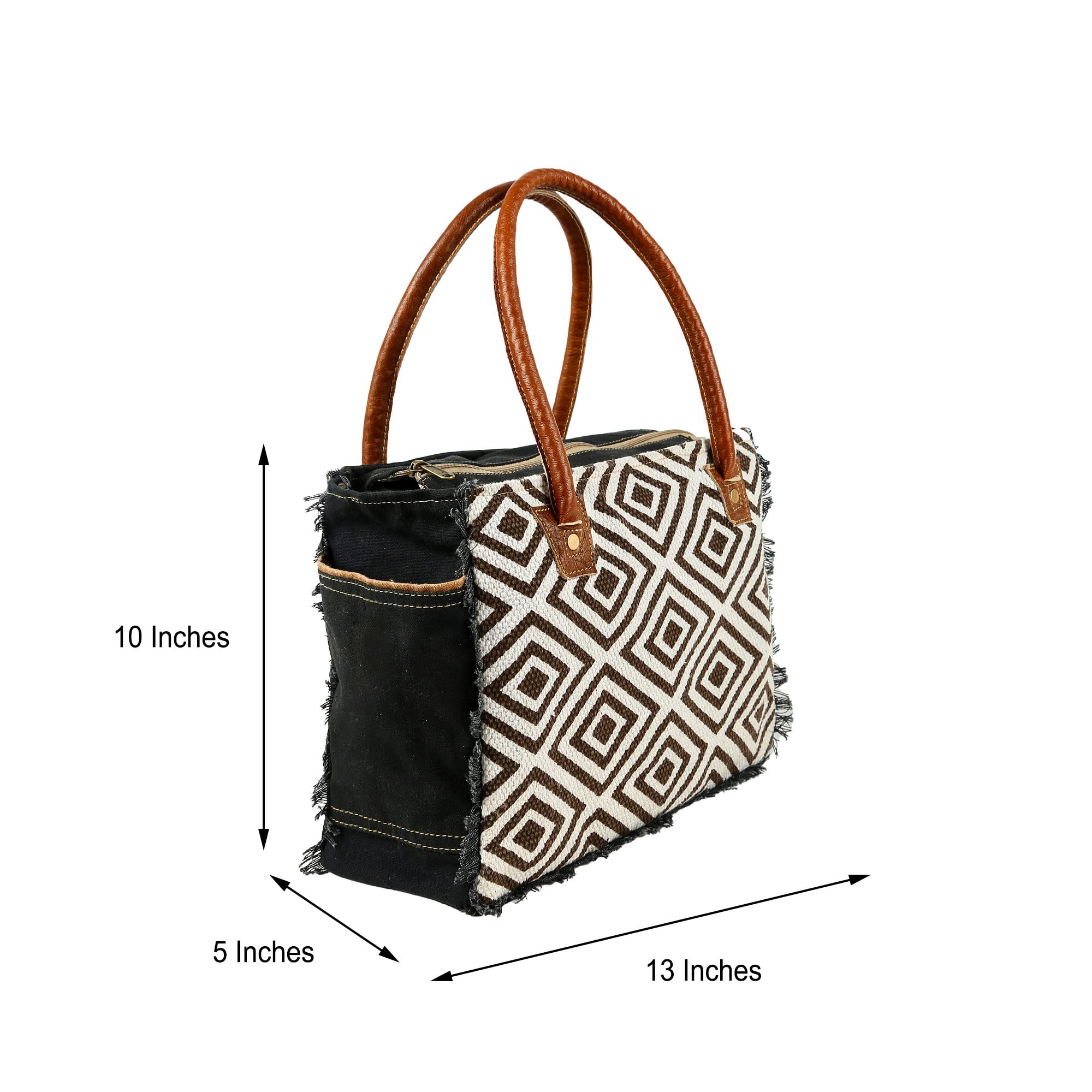 KPL Sel De Mer Upcycled Canvas and leather Hand Bag Cowhide Tote Bag shopping bag carry on leather bag