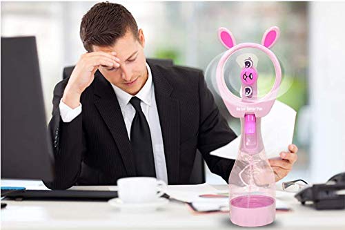 Handheld Misting Fan Mini Personal Portable Water Spray Fan Battery Operated Fan Personal Misting Bottle Portable Handheld Fan Batteries Included Held Cooling Mister Blower, Pink