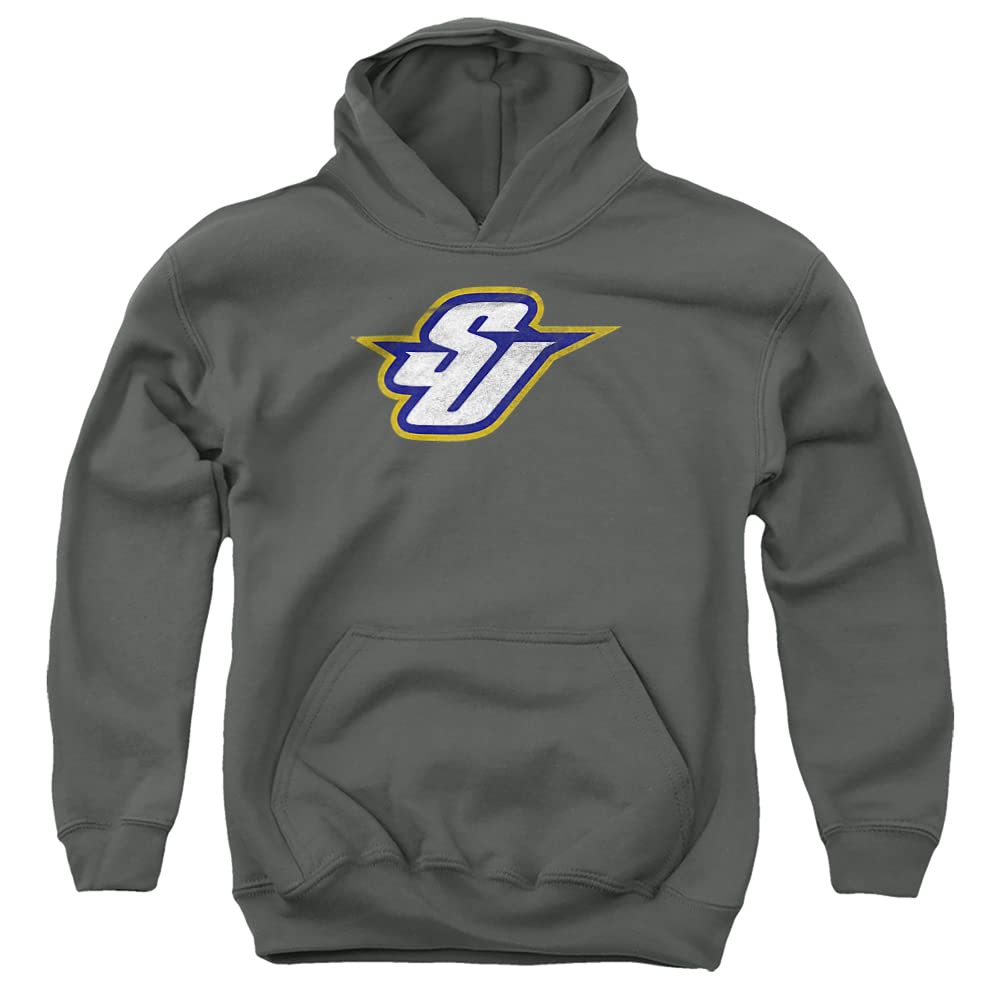 LOGOVISION Spalding University Official Distressed Primary Logo Unisex Youth Pull-Over Hoodie,Charcoal, X-Large
