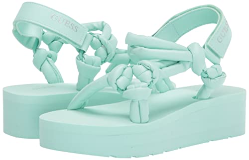 Guess Women's Albina Wedge Sandal, Aqua Blue, 7.5