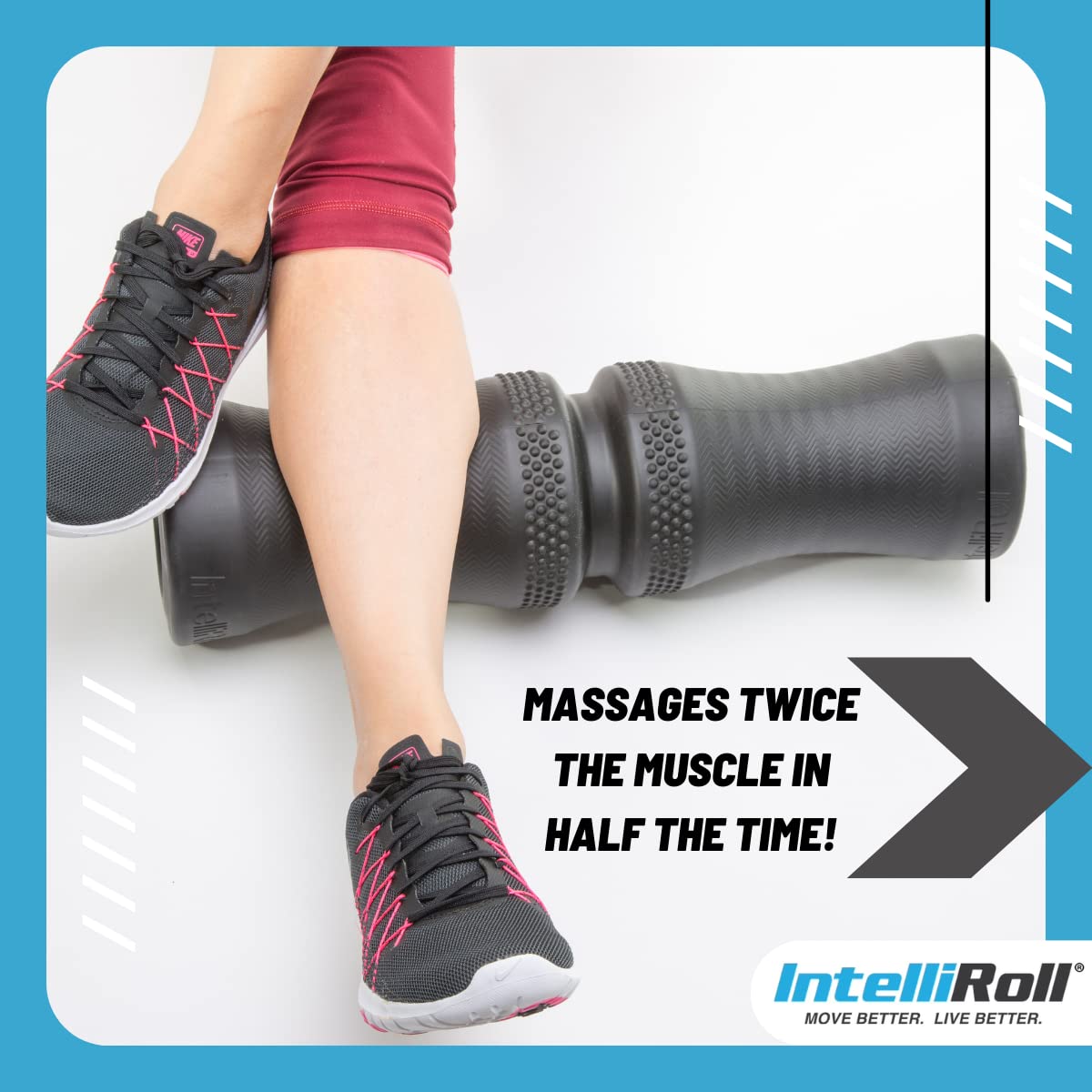 IntelliRoll Max Sport | Textured Extra Firm Density Foam Roller for Muscle Trigger Point Massage, Physical Therapy and Exercise | Advanced Roller Optimized for Neck & Spine, Relieve Back Muscle Pain