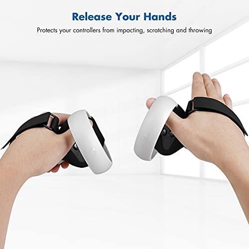 KIWI design Controller Grip Cover Accessories and Link Cable Accessories Compatible with Quest 2 (16FT Black)