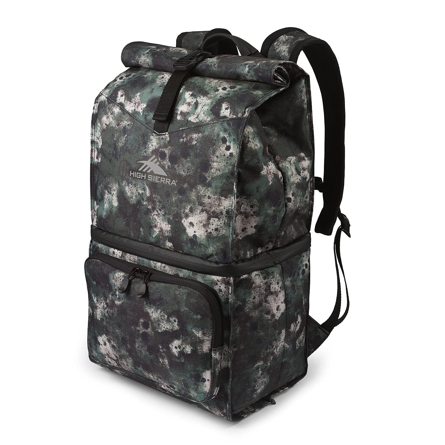 High Sierra Beach N Chill Cooler Backpack with Bottom Cooler Compartment and Liner for Hiking, Running, Climbing, or Cycling, Urban Camo