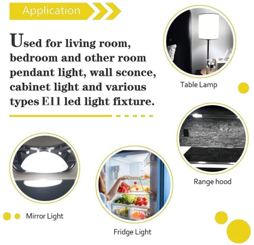 Hhong E11led Bulb Chandelier Light Bulbs Candelabra led Light Bulbs 8W 850 lumens Equal 75w 100w of a Halogen lamp Color Temperature 6000K(4pcs), E11 Sunlight White 4pcs, 4 Count (Pack of 1)