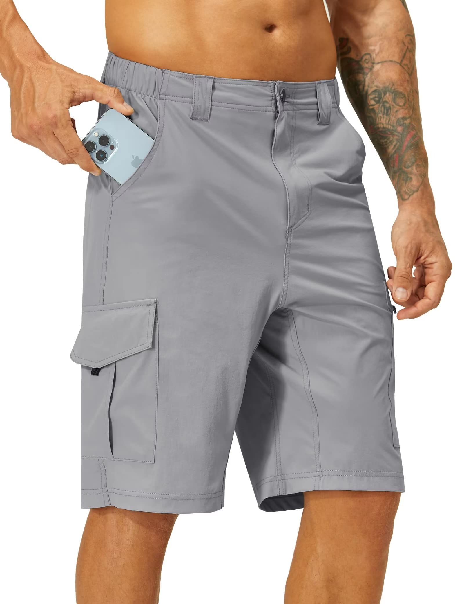 KPSUN Men's Hiking Cargo Shorts Quick Dry Lightweight Work Shorts for Golf Fishing with Multi Pockets