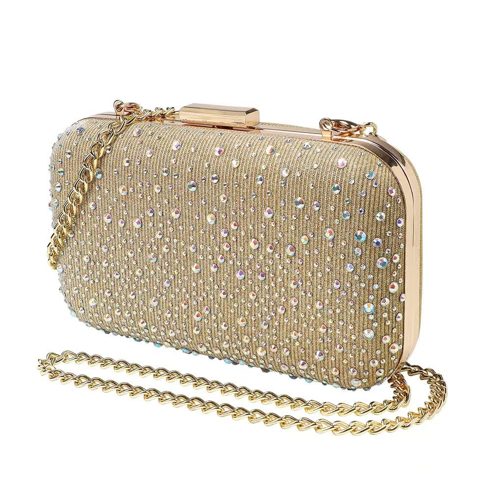 JunLing Evening Bag (Gold) Women's Clutch Handbags Crystal Bag Crossbody Bags Blingbling Sparkle Clutch