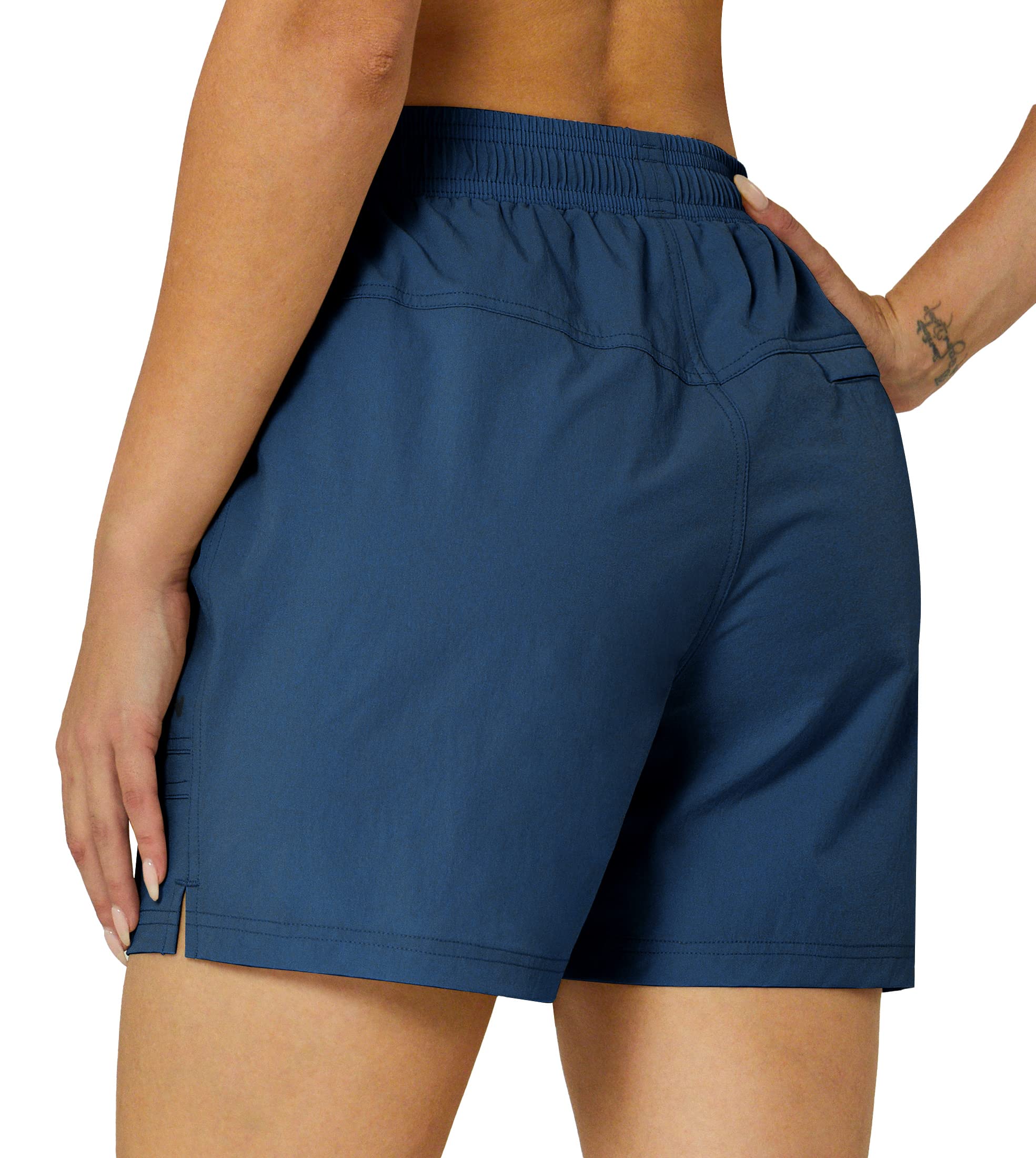 KPSUN Women's 5 Inches Hiking Cargo Shorts Quick Dry Workout Golf Shorts Outdoor Running Summer Shorts with Pockets,blue,L