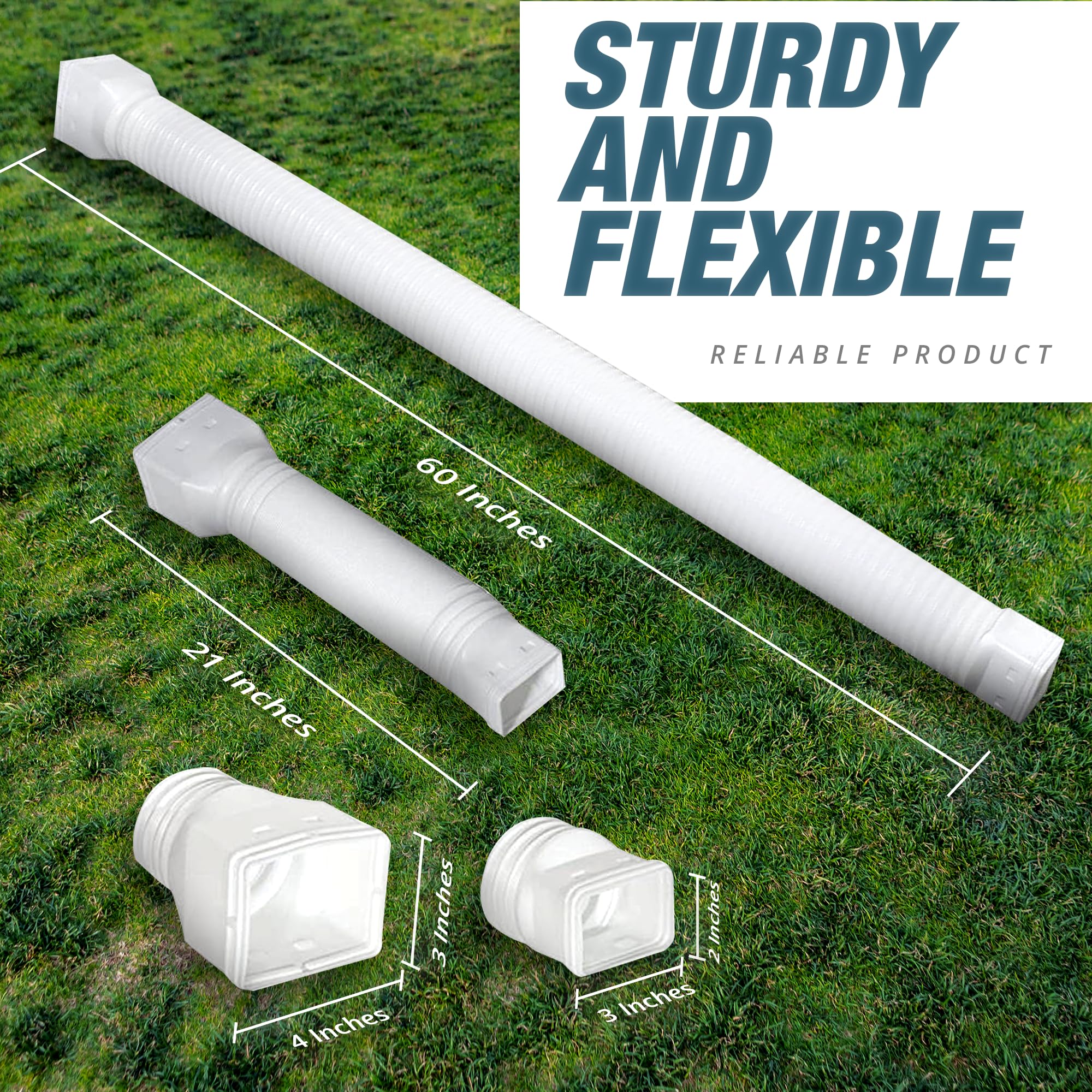Gutter Downspout Extensions 2 pack, water gutter, Gutter Extension Flexible with Unit Bit Downspout Extension White Downspout Extender Downspout Diverter Downspout Drain Extension
