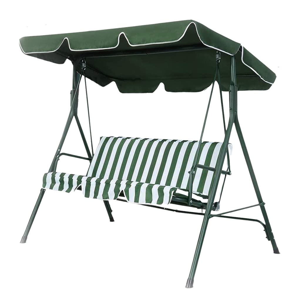 Swing Canopy Replacement Top, Outdoor Patio Swing Canopy Replacement, 3 Seat Swing Canopy Replacement Cover for Porch Patio Garden Seat (Green/64 * 44 * 5.9)