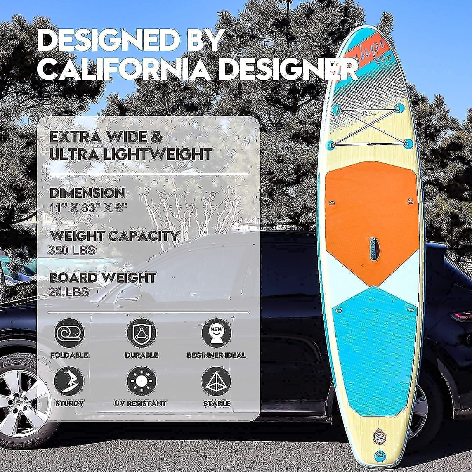 Highpi Inflatable Stand Up Paddle Board SUP with Accessories Backpack Anti-Slip Deck, Leash, Paddle and Hand Pump, Surf Paddle Boards for Youth & Adult