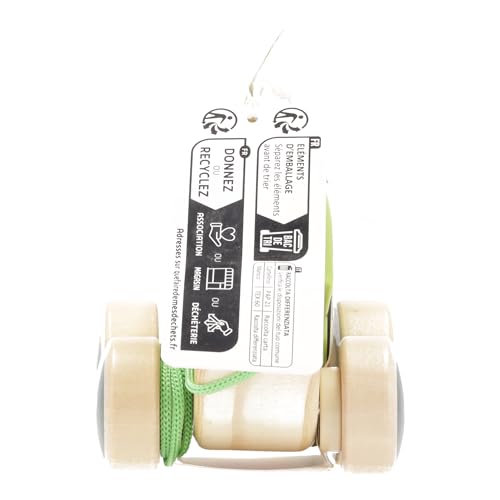 Hape Frog Pull-Along | Wooden Frog Fly Eating Pull Toddler Toy, 4.6 x 3.3 x 3.8 inches, Green
