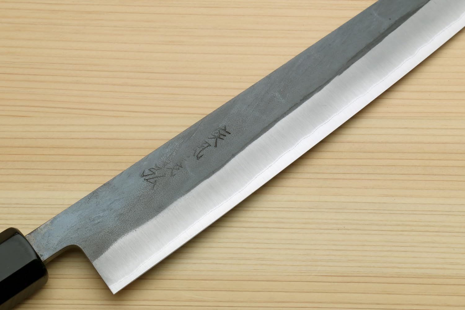 Yoshihiro Kurouchi Black-Forged Blue Steel Stainless Clad Sujihiki Kiritsuke Slicer Knife Ebony Handle (10.5"(270mm) & Saya Cover)