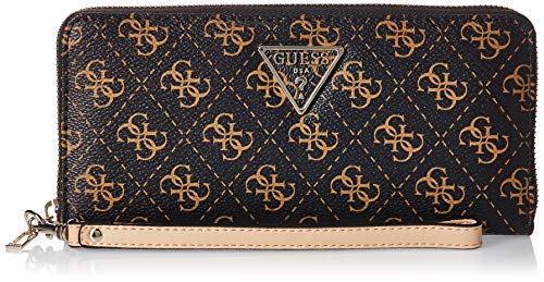 GUESS womens,Polyurethane Noelle Large Zip Around Wallet, Brown Logo, One Size US