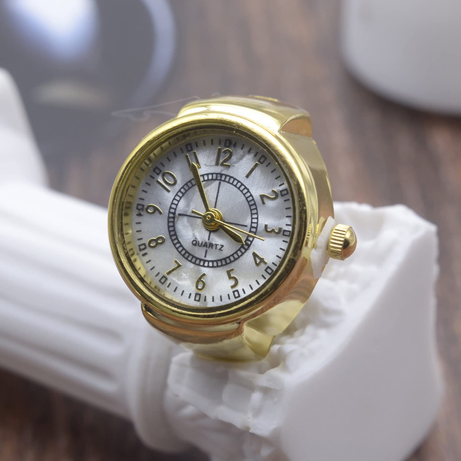 Ligirlsexy Watch Ring Decorative Clear Dial Jewelry Clock Quartz Analog Finger Ring Watch for Adult - Silver 2