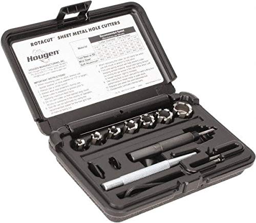 Hougen 11075 RotaCut High Speed Steel Cutter Kit 5/16”, 3/8", 7/16”, 1/2", 9/16”, 5/8, 3/4", 1/4" Cutting Depth, Bright Finish, 3/8" Shank