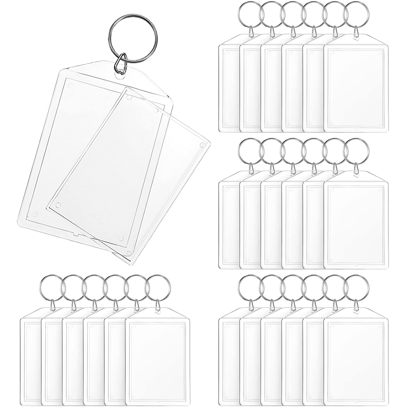 Hicarer Acrylic Photo Insert Keychain Picture Acrylic Blank Custom Personalised Photo Insert Blank, 2 x 3 Inch(30 Pieces)