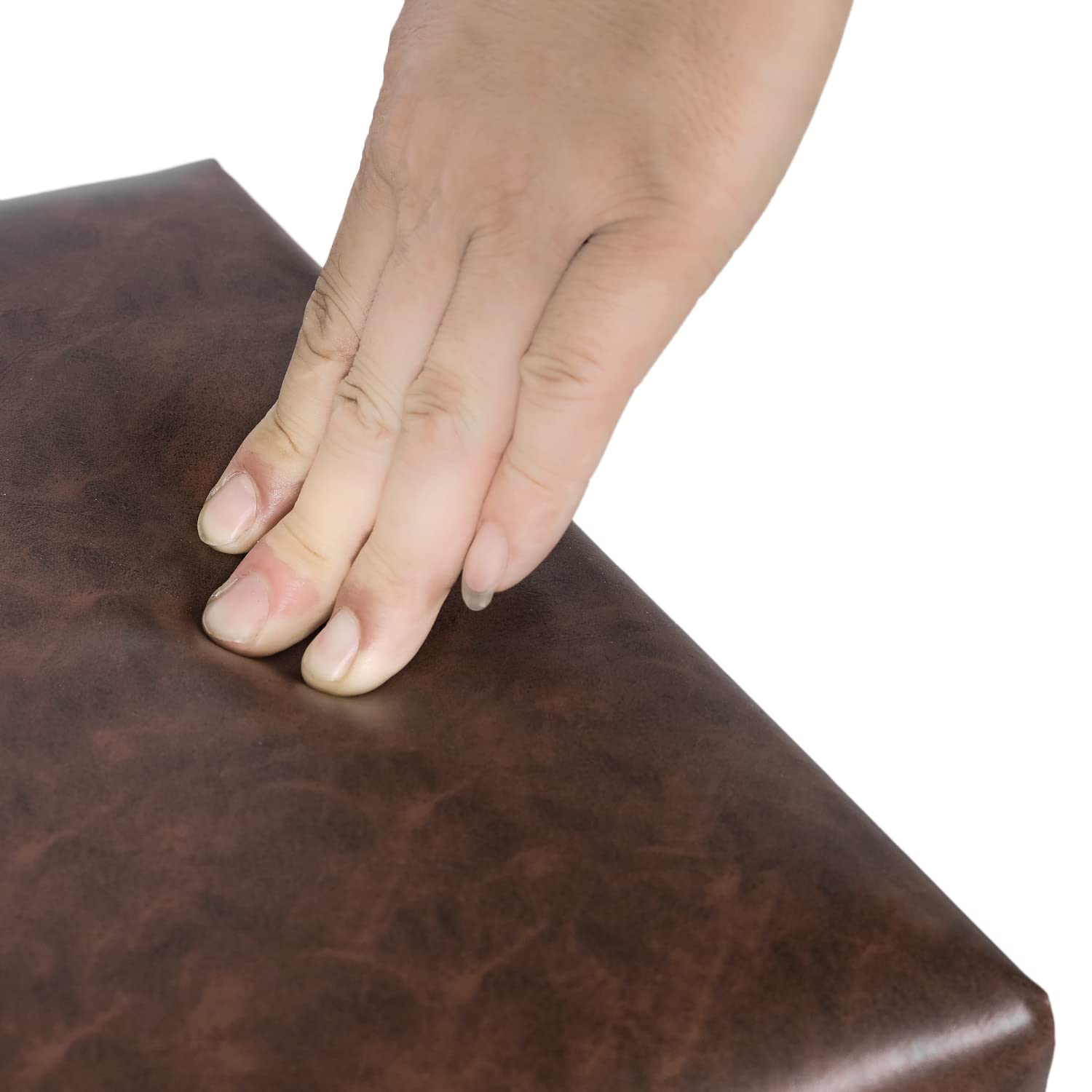 Joveco Small Footstool Ottoman, Faux Leather Square Ottoman Footrest with Non-Skid Plastic Legs, Modern Sofa Pets Step Stool for Couch Desk Office Living Room Bedroom (Brown)