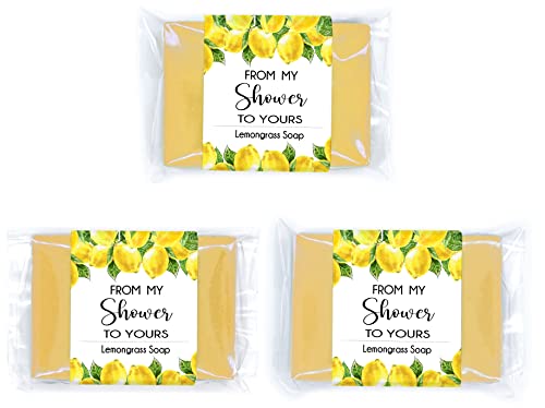 Lemon From My Shower to Yours Favors, DIY Set of 24, Mini Soap Favors for Baby or Bridal Shower, All Natural & Vegan
