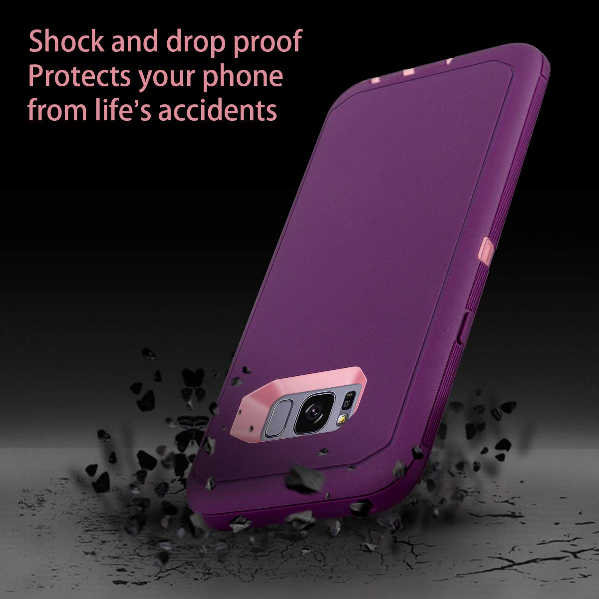 I-HONVA for Galaxy S8 Plus Case Shockproof Dust/Drop Proof 3-Layer Full Body Protection [Without Screen Protector] Rugged Heavy Duty Cover Case for Samsung Galaxy S8 Plus, Purple/Pink