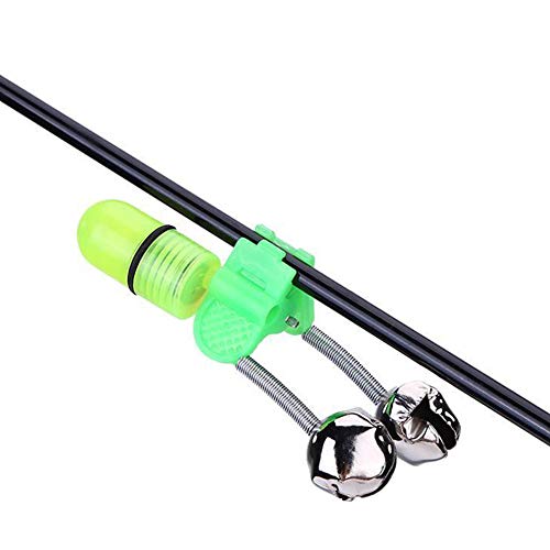HaHawaii Twin Bells Ring, LED Light Night Fishing Lamp Luminous Stick Bell Ring Bite Alarm Accessories - Red