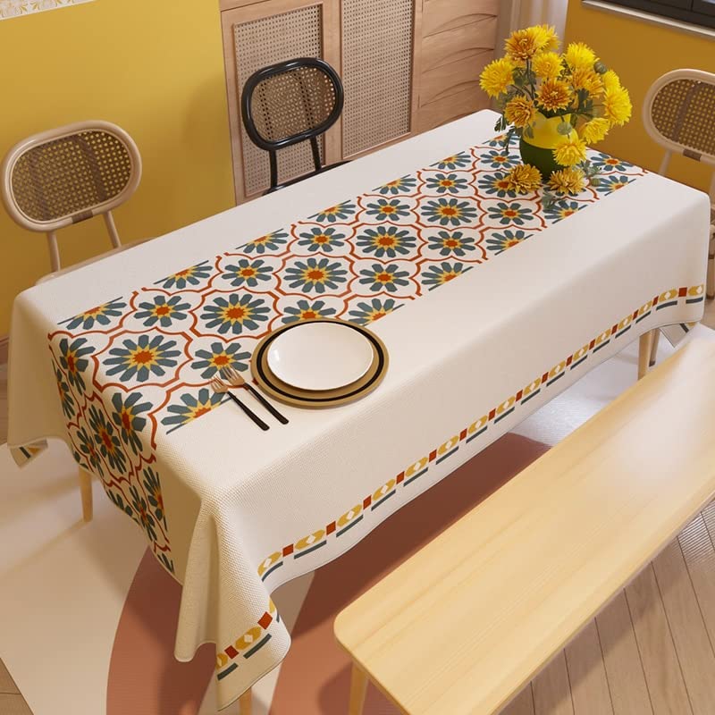 NUER Fashion Tablecloth High-end Waterproof American Light Luxury Rural Tablecloth Rectangular Coffee Table Cover Table A7 140x140cm