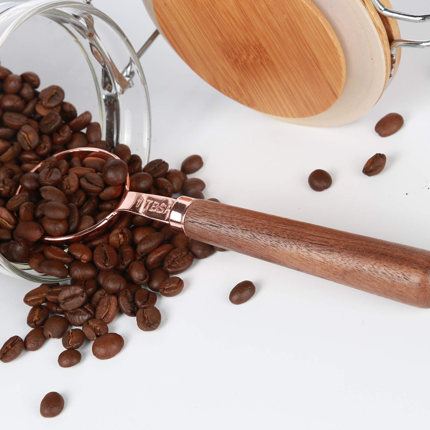 KKC HOME ACCENTS Coffee Scoop for Ground Coffee 1 Tablespoon,Tea Scoop for Loose Tea,Wood Long Handle Coffee Bean Scoop, Long Handle Coffee Measuring Spoon,Gold,1 tbsp,6.7 inch