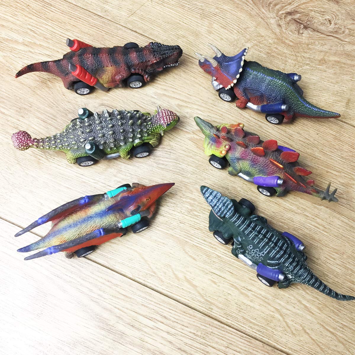 JoFAN 6 Pack Dinosaur Toys Pull Back Dinosaur Cars for Kids Boys Toddlers Easter Basket Stuffers Gifts