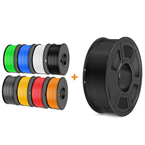 SUNLU 3D Printer Filament Bundle, SUNLU PLA+ Filament 1.75mm, 100% Neatly Wound PLA Plus 3KG, 0.25kg Spool x 8 Packs & 1kg Spool x 1 Pack Black