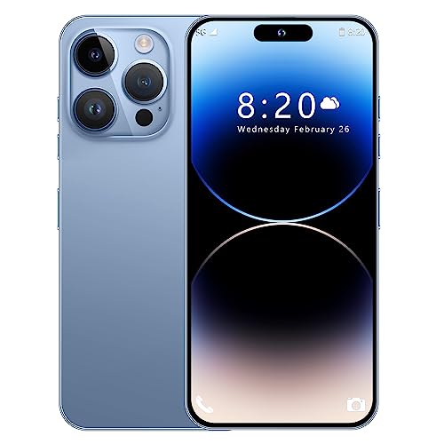 xixaomiro i14Pro 2023 Unlocked 5G Android Cell Phone 8GB + 512GB 1TB Expandable 6.7 "FHD 90Hz Display Screen 6800mAh Battery Mobile Phone 13 MP/48MP Camera Dual Sim Card (Blue)
