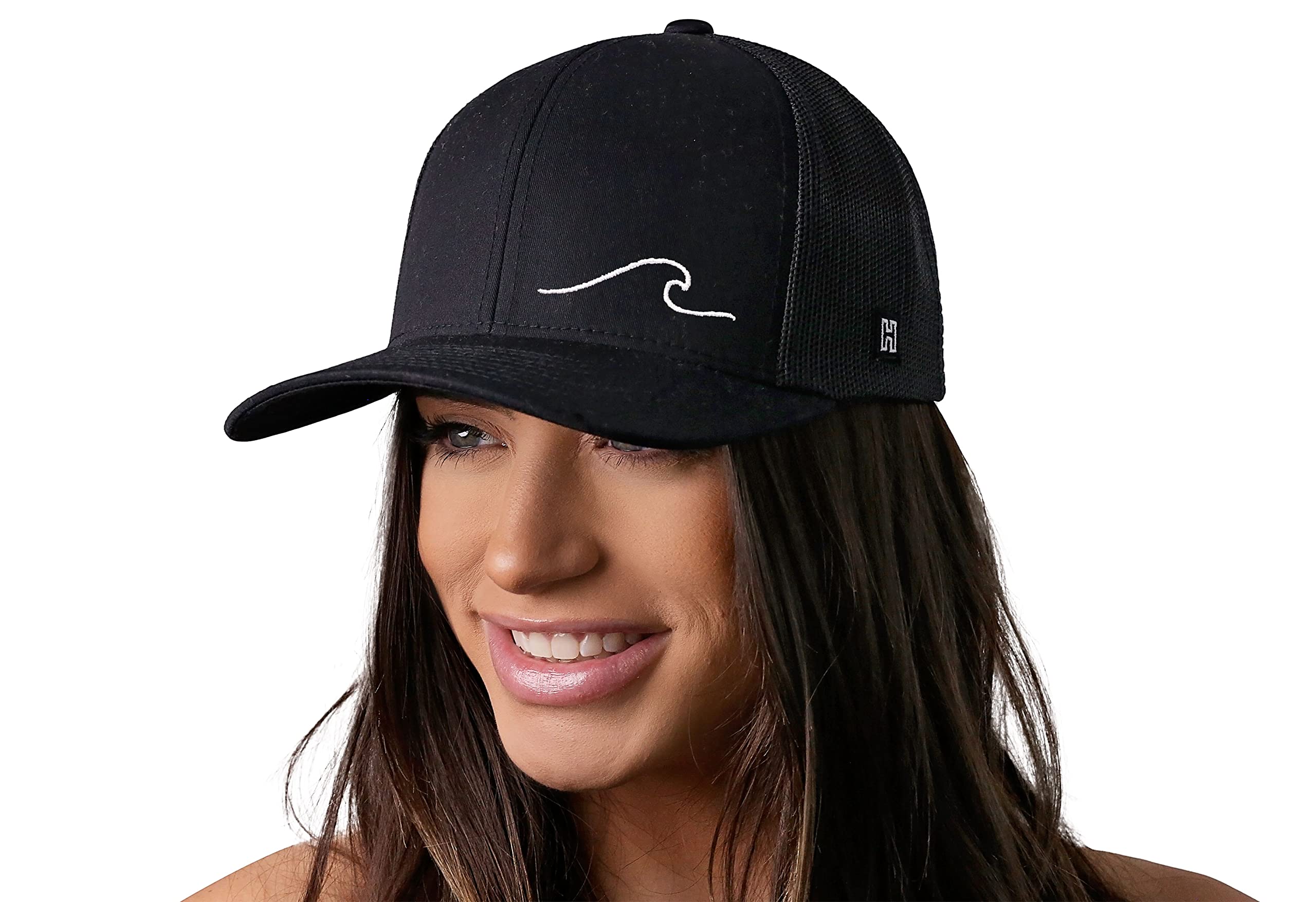 HAKA Wave Embroidered Trucker Hat, Outdoor Hat for Men & Women, Adjustable Baseball Cap, Mesh Snapback, Golf Hat Black