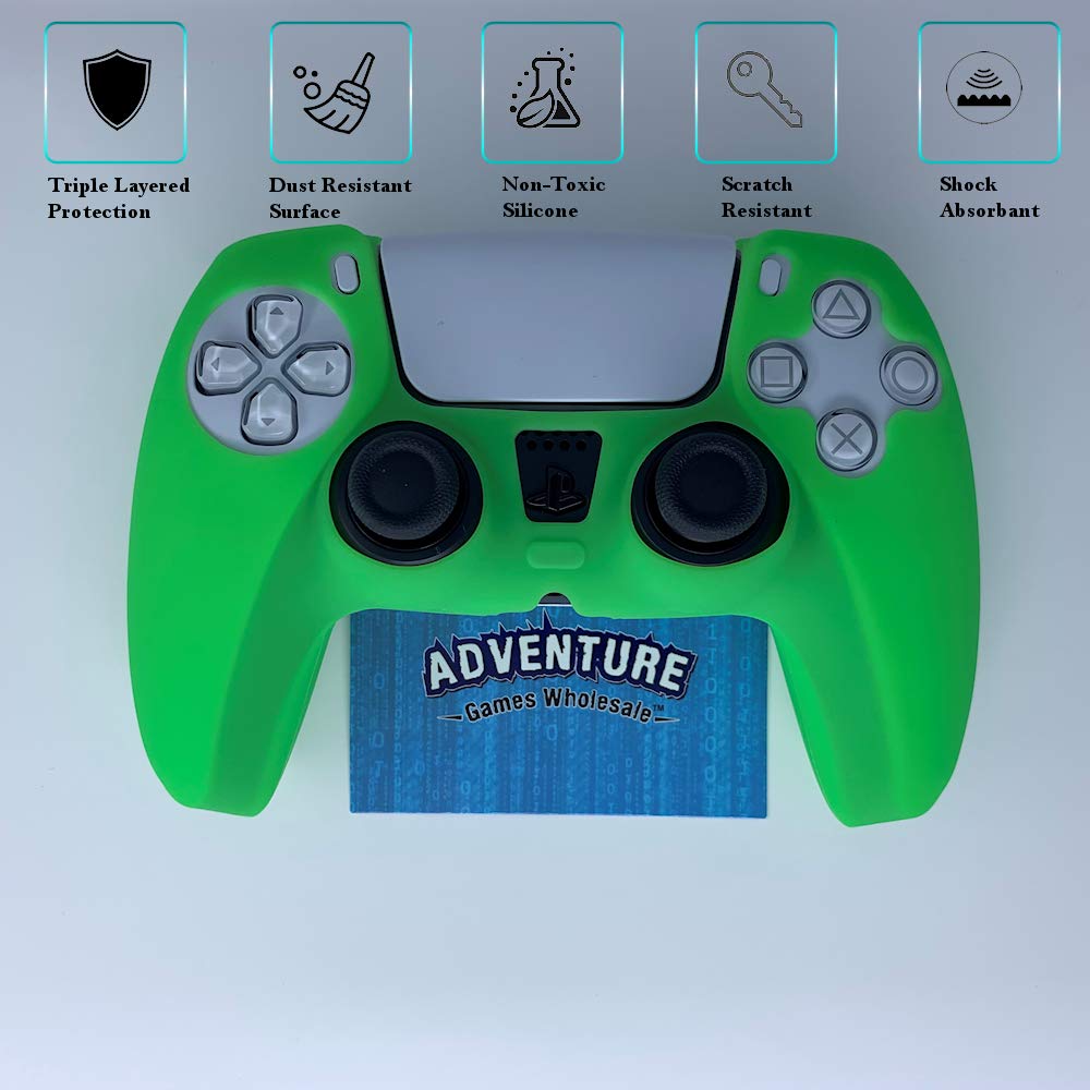 Green - Silicone Controller Skin Grip Anti-Slip Cover Protector Case - Compatible with PS5 DualSense Controller