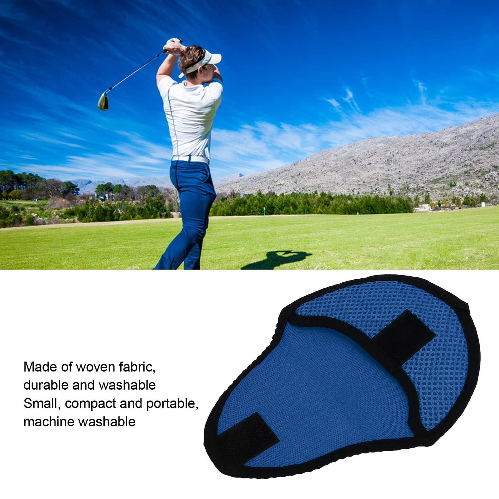 Headcover Protector Bag, Washable Woven Compact Durable Mallet Putter Protector Bag with Fastening Tape for Protecting Club(Blue)